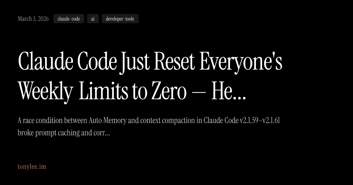 Claude Code Just Reset Everyone's Weekly Limits to Zero — Here's What ...